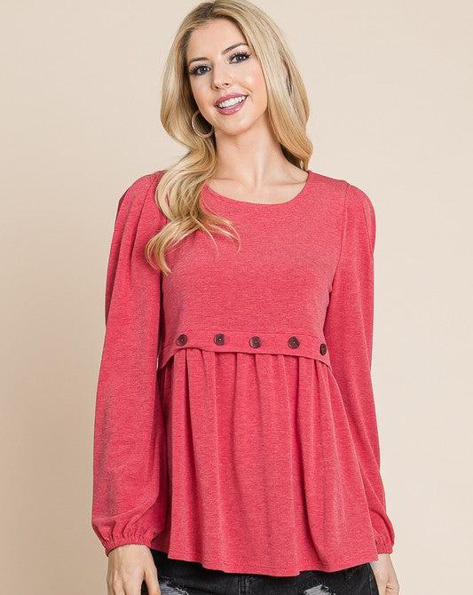 Baby Doll & Buttons Top- Red – The King's Daughter Boutique
