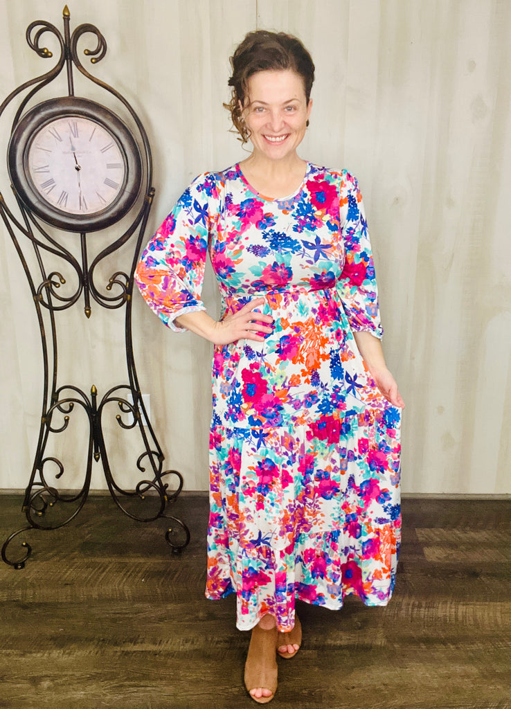 Spring Blossoms Dress- Ivory & Floral – The King's Daughter Boutique