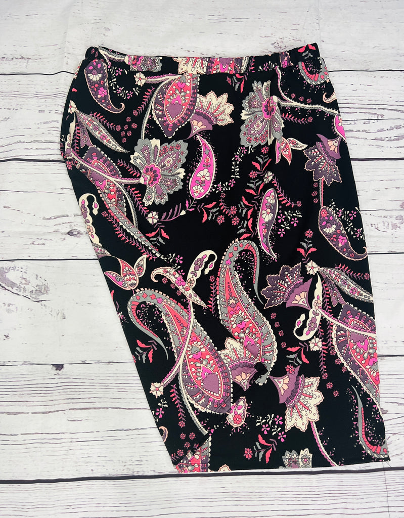Laura Black & Paisley Pencil Skirt-(Regular & Plus) – The King's ...